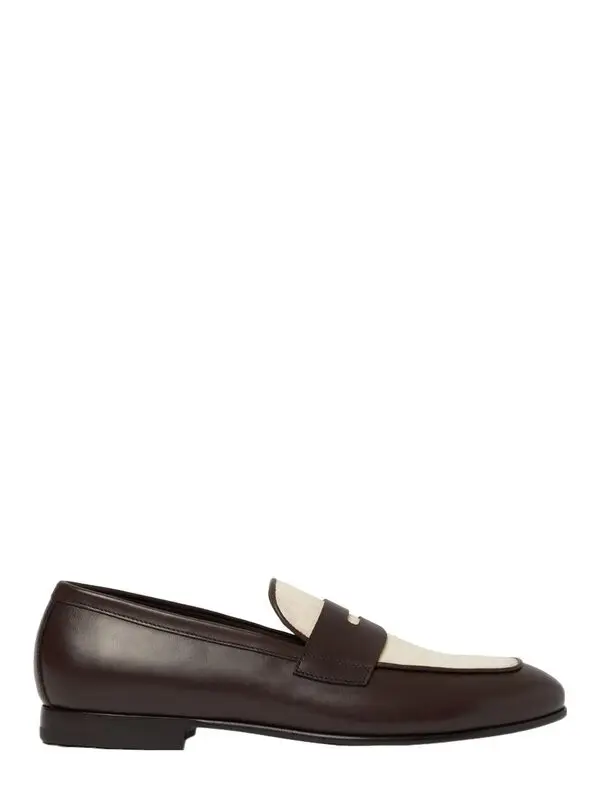 SCAROSSO Gregory Two-toned Almond Toe Loafers - Dark Brown