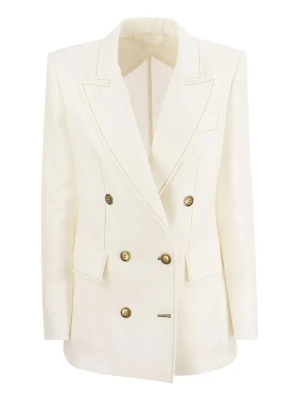 Max Mara Double-breasted Button Blazer - White