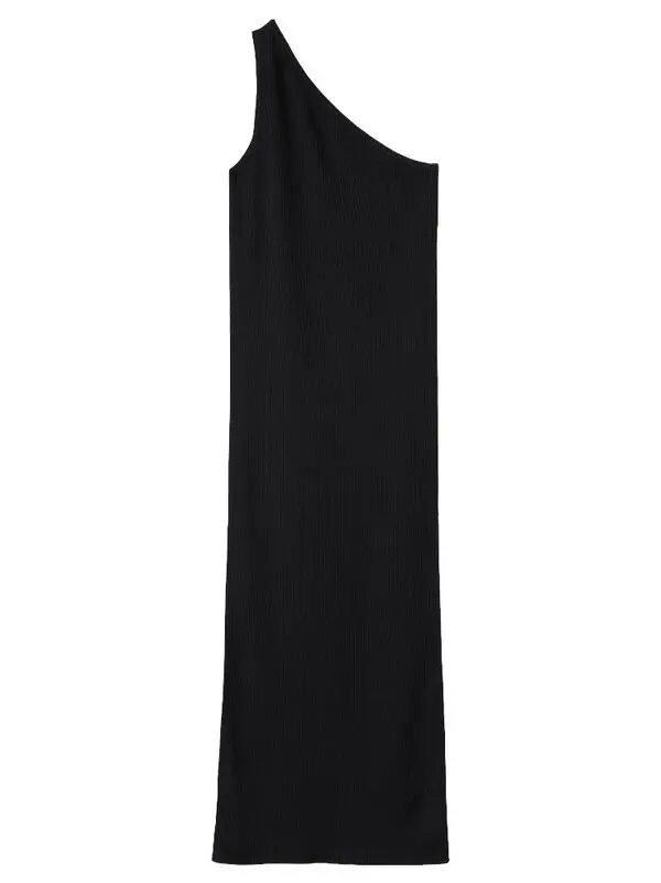 TOTEME One-shoulder Ribbed Knit Dress - Black