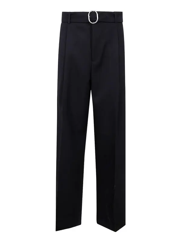 JIL SANDER Straight Leg Tailored Belted Trousers - Black
