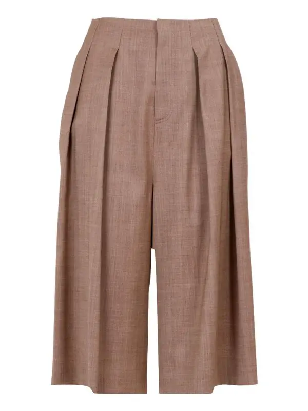 Philosophy Di Lorenzo Serafini High-waisted Pleated Wide-leg Cropped Trousers - Brown