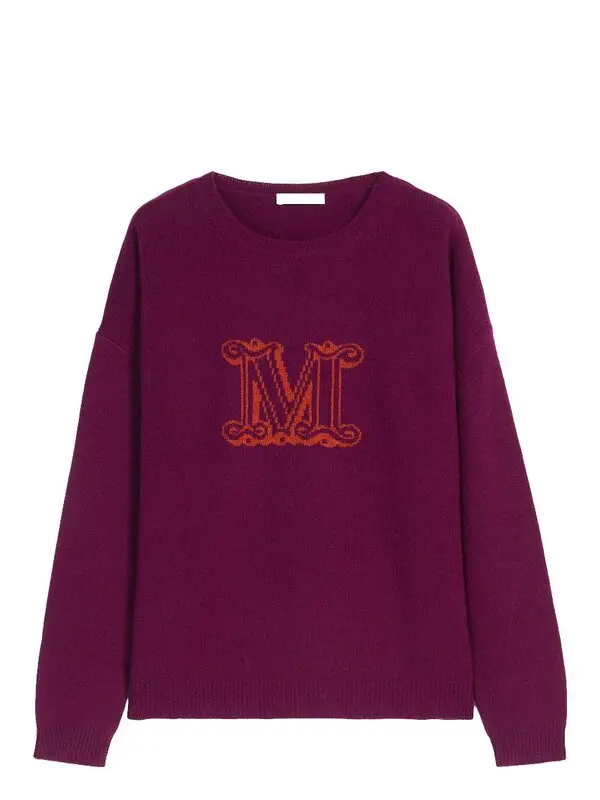 Max Mara Cashmere Jacquard Monogram Sweater - Red