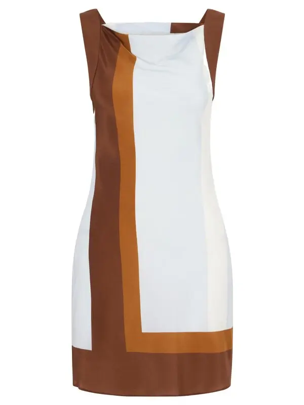SIR. Striped Print Dress - Blue, White, Orange, Brown
