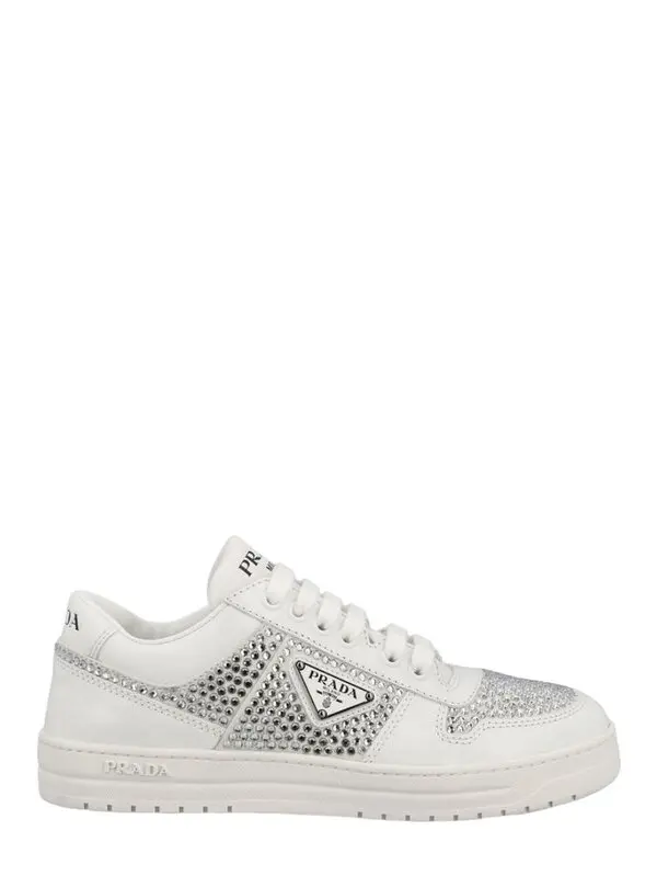 Prada Embellished Lace-up Sneakers - White