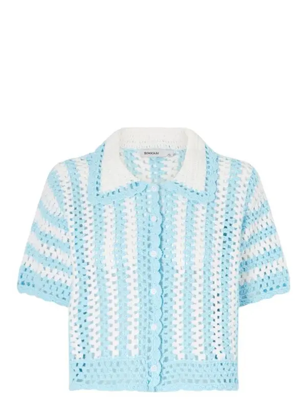 Simkhai Striped Crochet Shirt - Blue