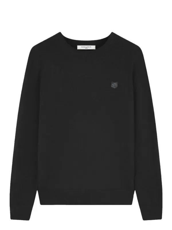 Maison Kitsuné Fox Embroidered Knitted Jumper - Black