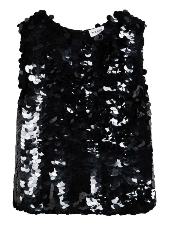 P.a.r.o.s.h Sleeveless Sequined Vest - Black