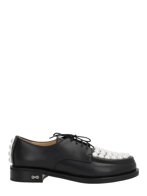 MACHMACH Sirene Lace-up Shoes With Pearl Embellishments - Black