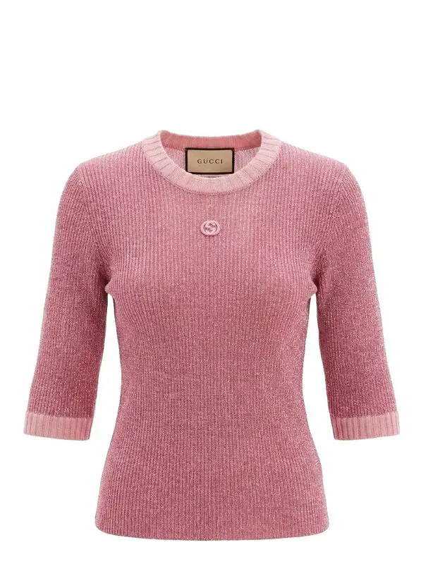 Gucci Lamé-knit Cashmere Top - Pink