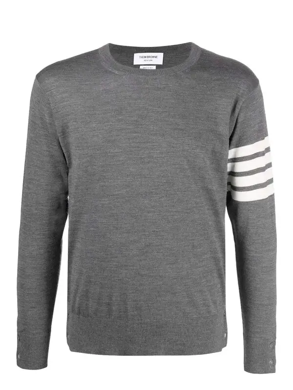 Thom Browne Four-bar Knitted Pullover - Grey