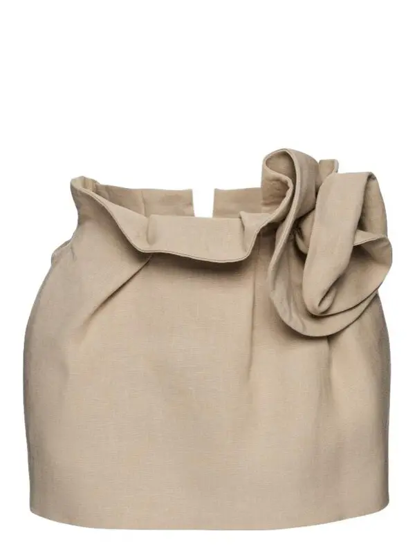 Magda Butrym Linen Flower-detail Mini Skirt - Beige