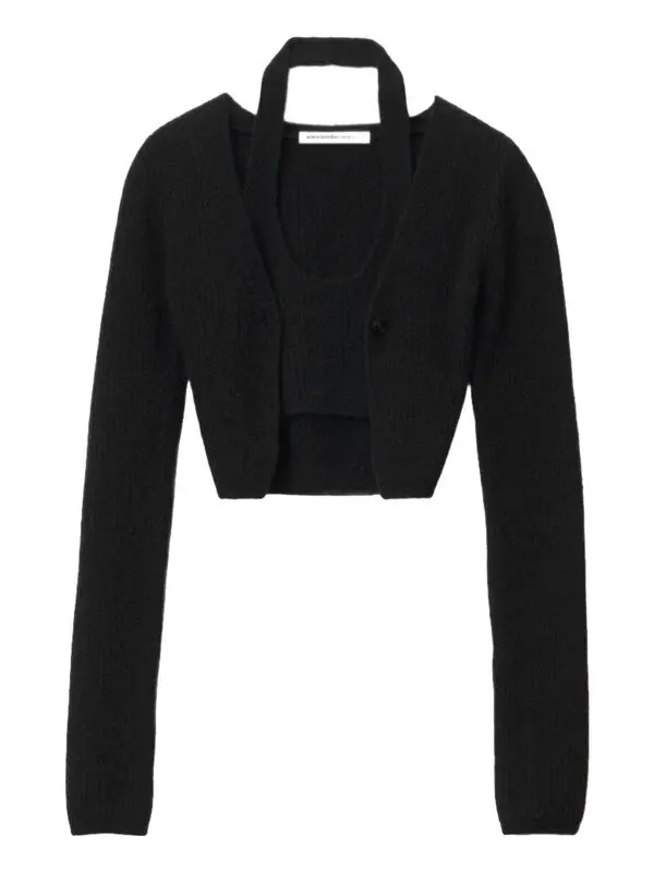 Alexander Wang Cropped Knitted Cardigan With Backless Top - Black