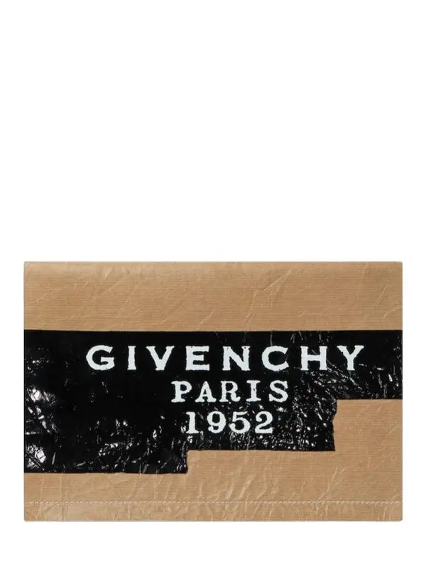 Givenchy Logo Detailed Crinkled Effect Clutch Bag - Beige Camel