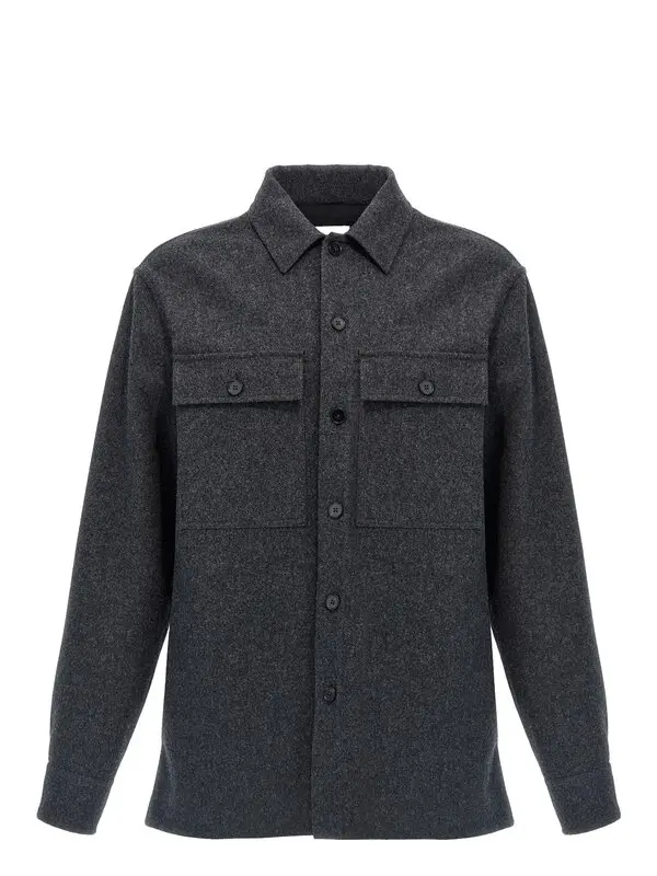 JIL SANDER Buttoned Flannel Shirt - Gray