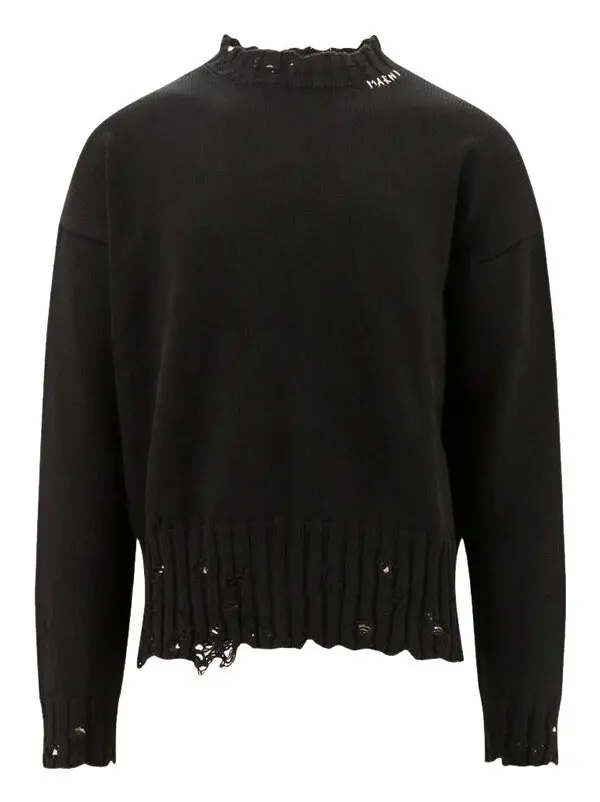 Marni Distressed Crewneck Sweater - Black
