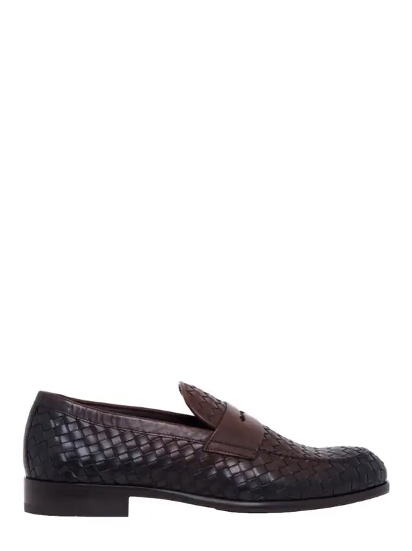 DOUCAL'S Woven Penny Loafers - Black