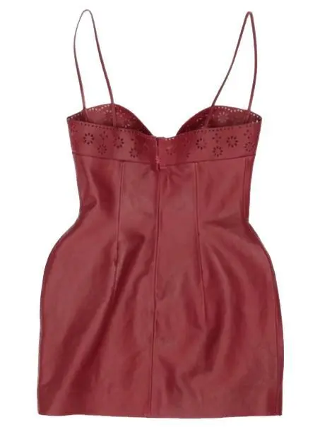 Magda Butrym Leather Mini Dress With Floral Detailing - Red