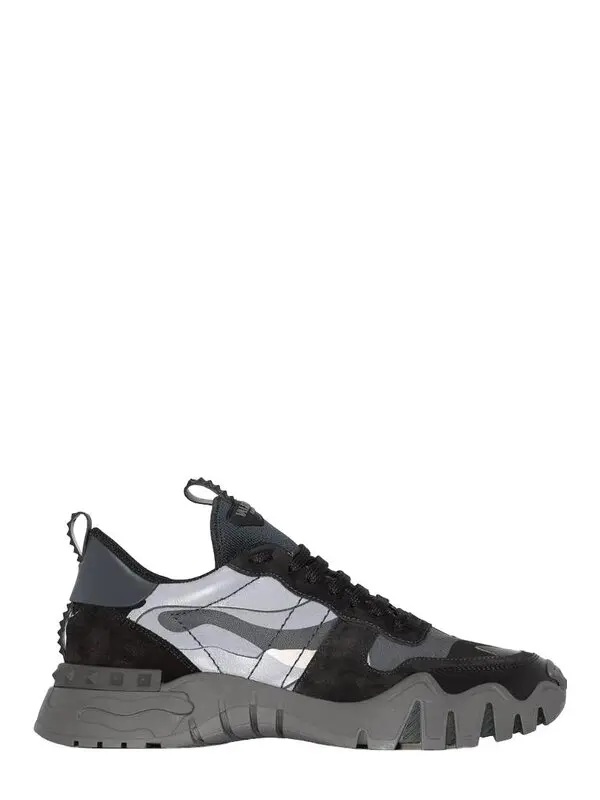 Valentino Garavani Rockrunner Plus Camouflage Sneakers - Black