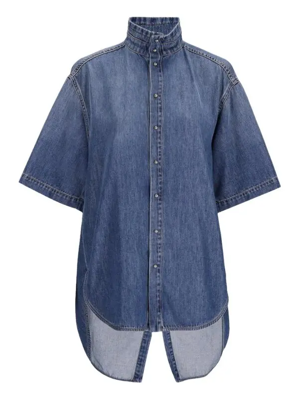 DARKPARK High-neck Short-sleeved Shirt - Blue