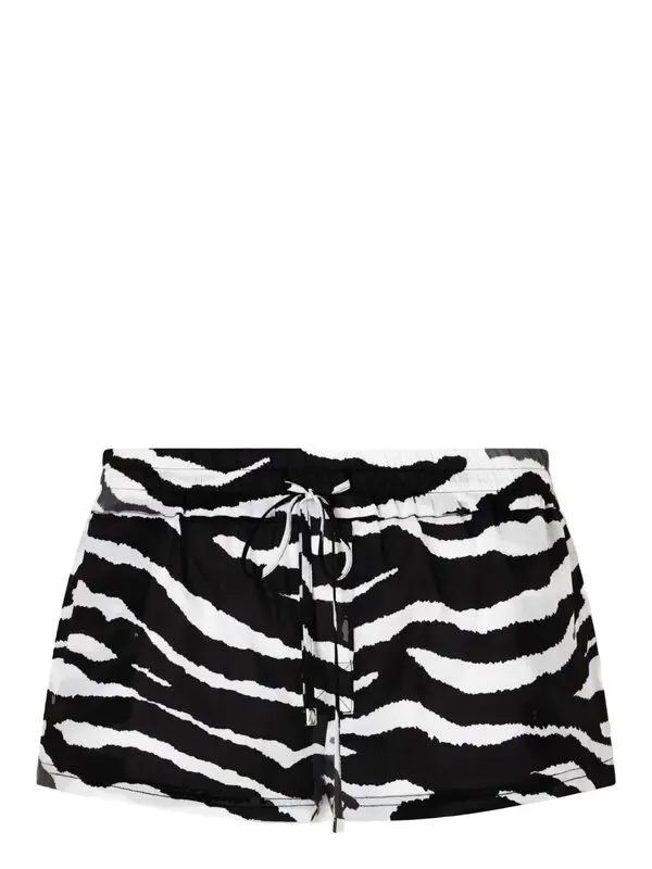 Attico Zebra Print Tulle Shorts - Black