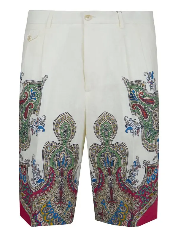 Etro Paisley Printed Tailored Shorts - White
