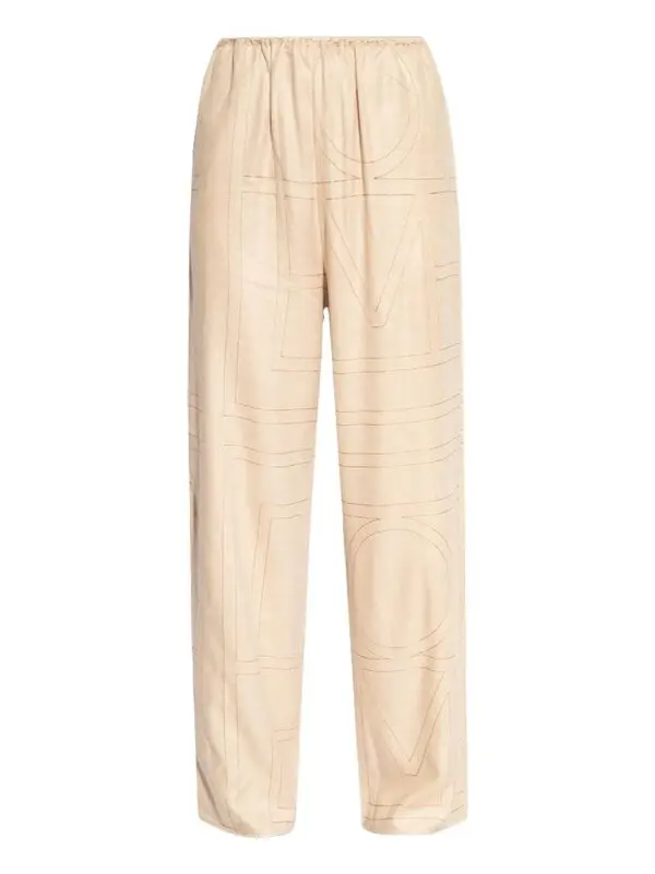 TOTEME Monogram Flannel Straight-leg Trousers - Nude