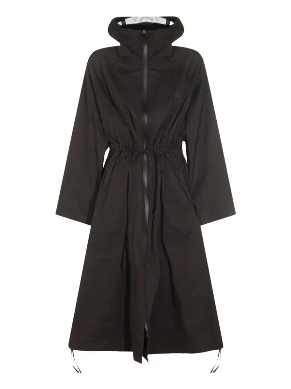 Herno Belted Hooded Midi Jacket - Black