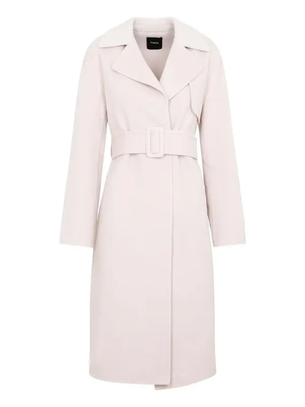 Theory Notched Lapels Belted Coat - White