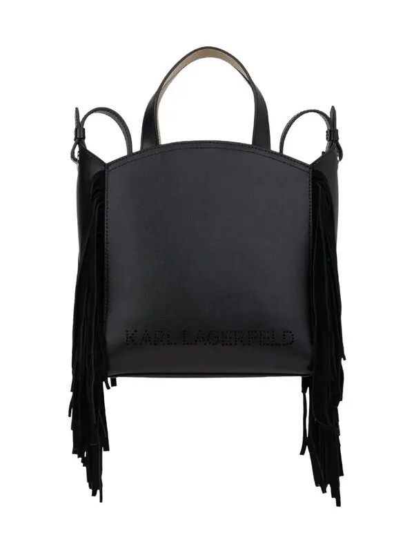 Karl Lagerfeld Small Circle Fringed Tote Bag - Black