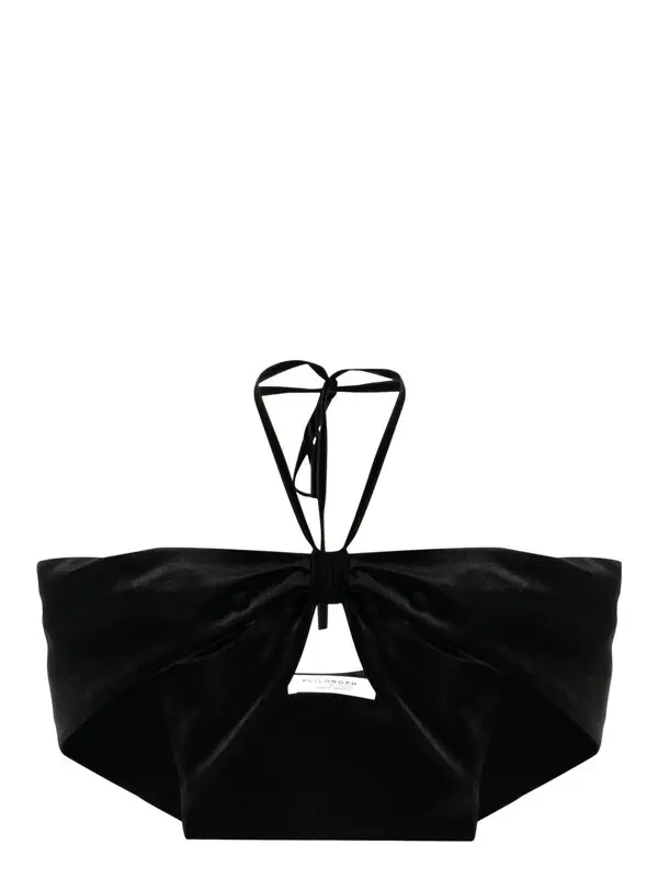 Philosophy Di Lorenzo Serafini Off-shoulder Halterneck Velvet Top - Black