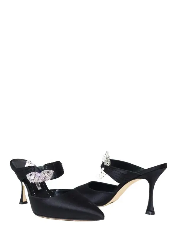 Manolo Blahnik Pointed-toe Embellished Heels - Black