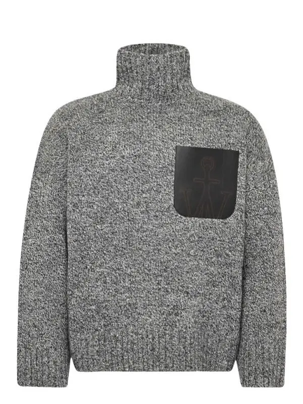 J.W.ANDERSON High-neck Leather-pocket Sweater - Gray