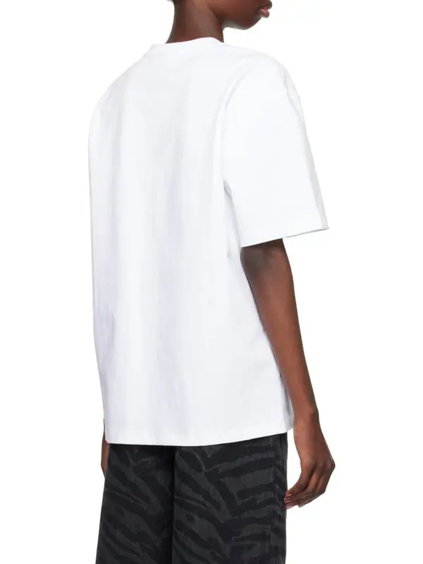 GANNI T-shirt With Logo And Shimmering Appliques - White