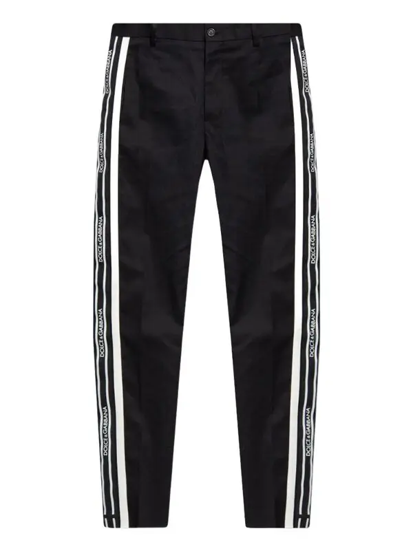 Dolce & Gabbana Tailored Trousers With Side Logos - Black