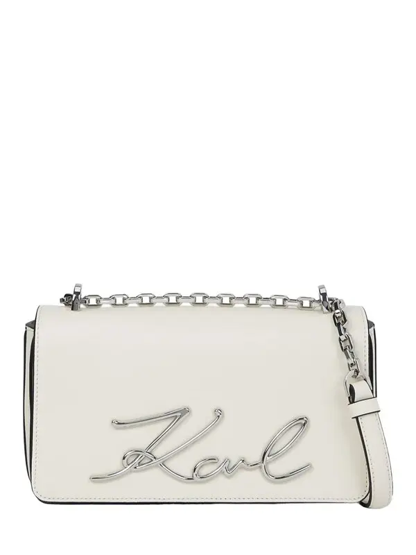 Karl Lagerfeld Signature Chain Crossbody Bag - Off White