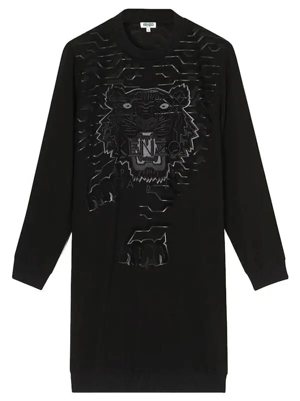 Kenzo Tiger Head Embroidered Dress - Black