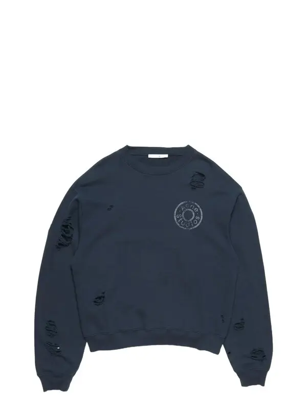 Acne Studios Distressed Logo Crewneck Sweatshirt - Black