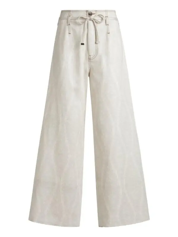 Etro Wide-leg Trousers With Paisley Print - White