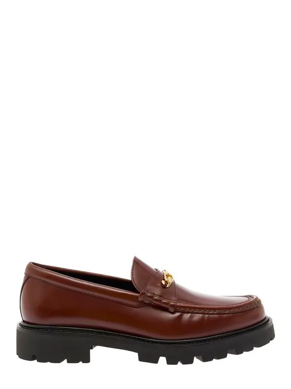 Celine Margaret Triomphe Loafer In Polished Bull - Brown