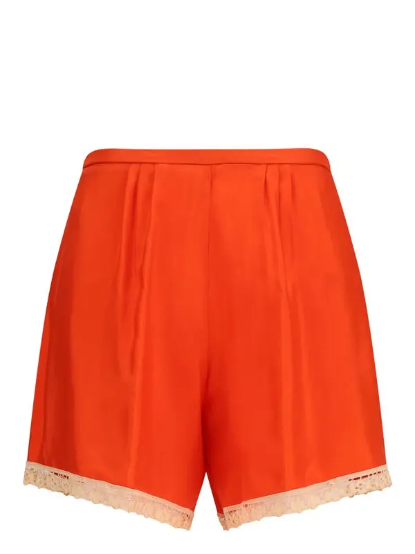 FORTE_FORTE Lace-trimmed Twill Shorts - Red