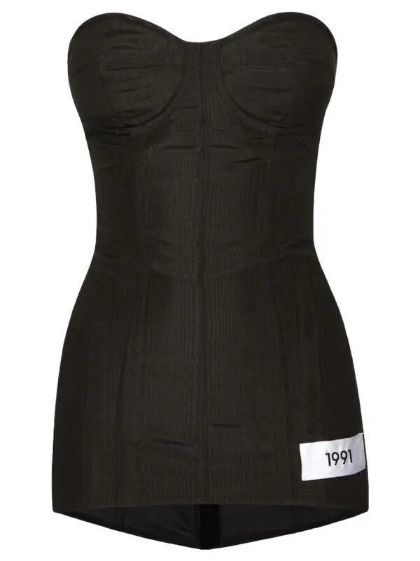Dolce & Gabbana Moiré-faille Strapless Minidress - Black