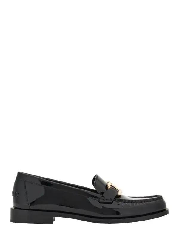 FERRAGAMO Gancini Ornament Patent Leather Moccasins - Black