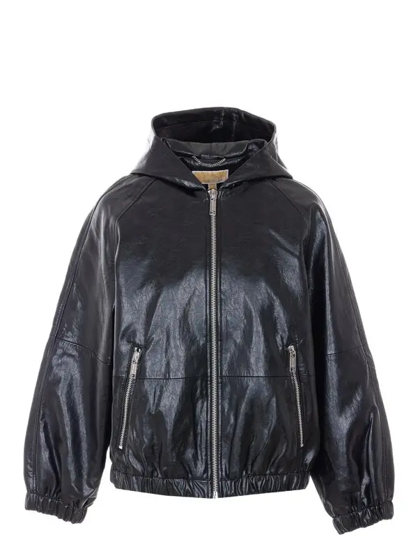 Michael Kors Hooded Zip-up Jacket - Black