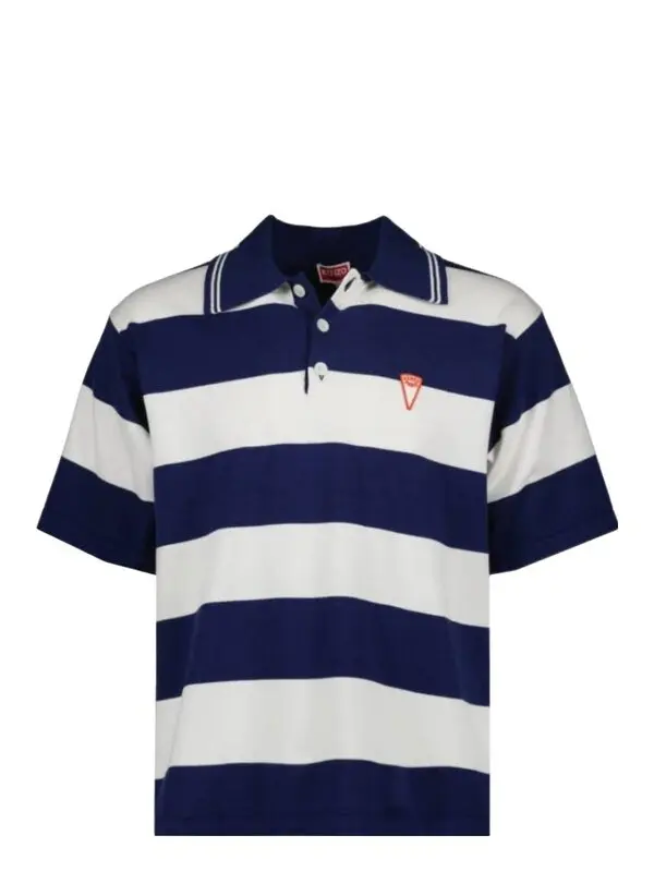 Kenzo Logo-patch Short-sleeved Striped Polo Shirt - Black