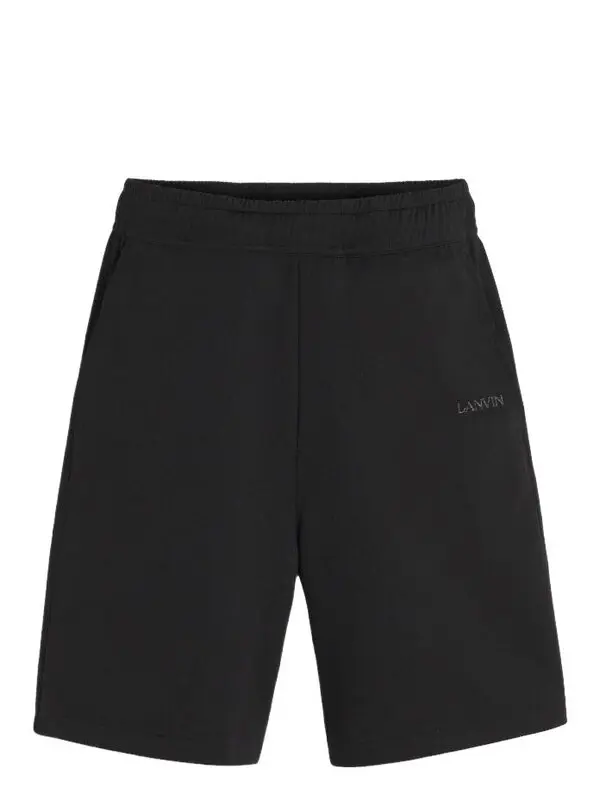 LANVIN Embroidered Logo Bermuda Shorts - Black