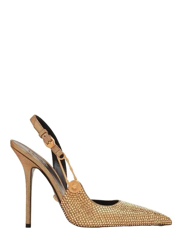 Versace Crystal-embellished Slingback Pumps - Nude