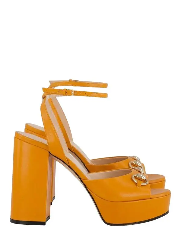 Gucci Horsebit Platform Sandals - Orange