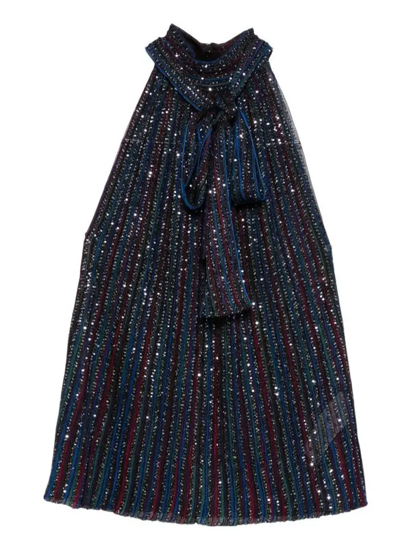 Missoni Striped Sequin High Neck Sleeveless Vest - Blue