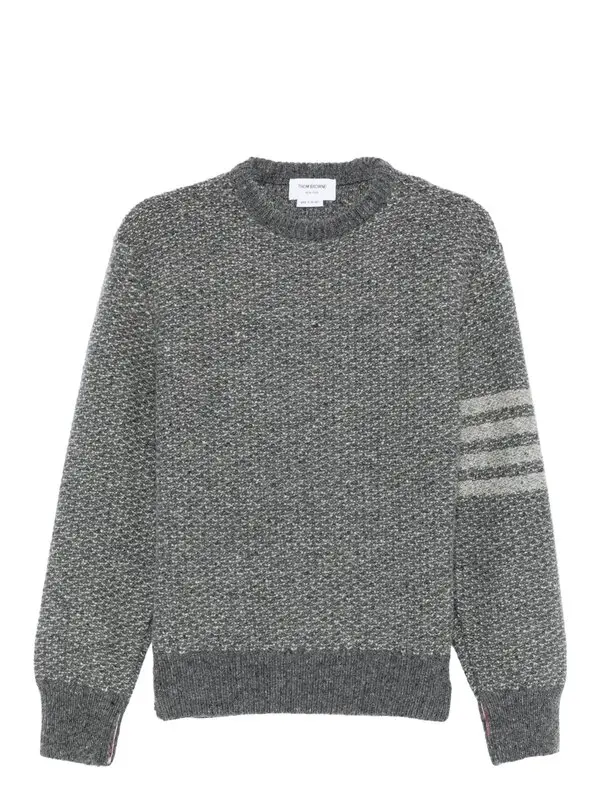 Thom Browne 4-bar Textured Knit Sweater - Medium Gray
