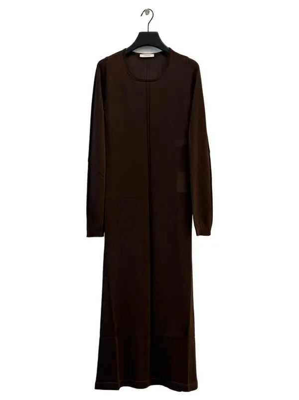 LEMAIRE Long Sleeve Round Neck Dress - Brown